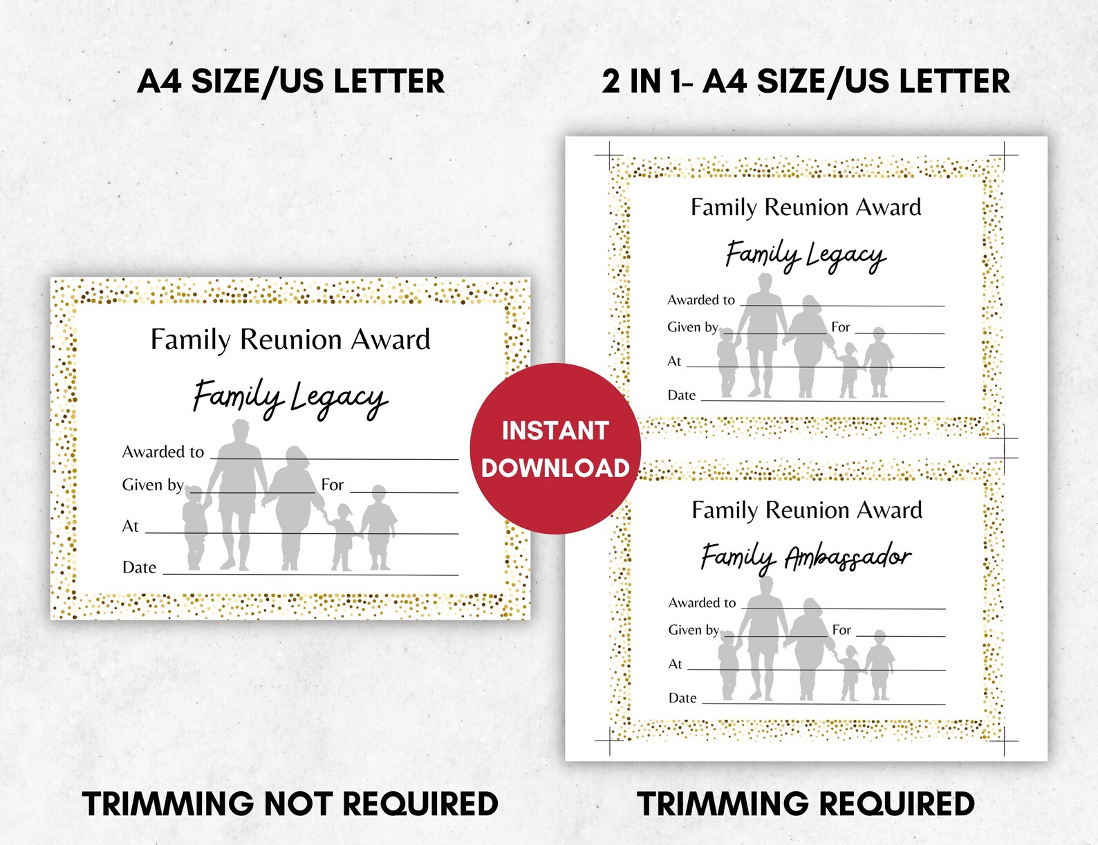 Family Reunion Awards Printable Bundle-60 Awards Editable - Etsy Australia