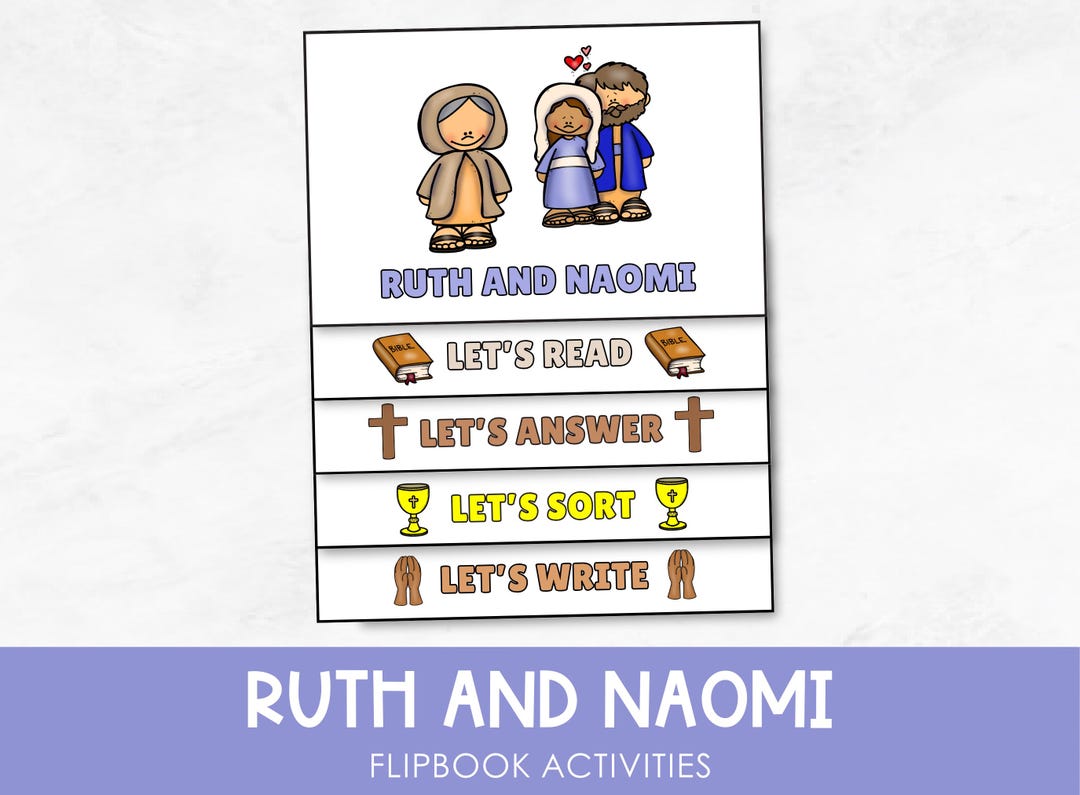 Ruth and Boaz, Ruth and Naomi, Printable Bible Flipbook, Sunday School ...