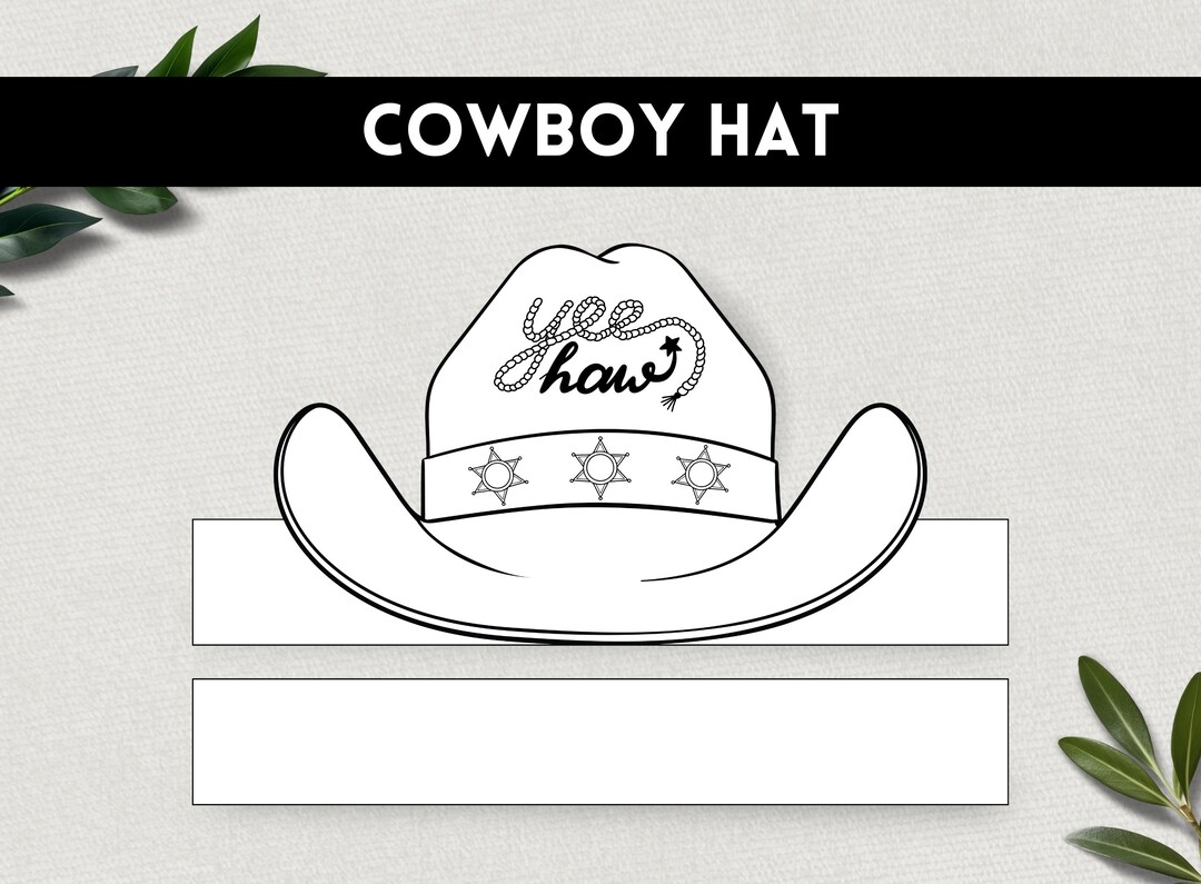 Cowboy Hat, Baby Cowgirl Hat, Printable Paper Craft, Wild West Theme ...