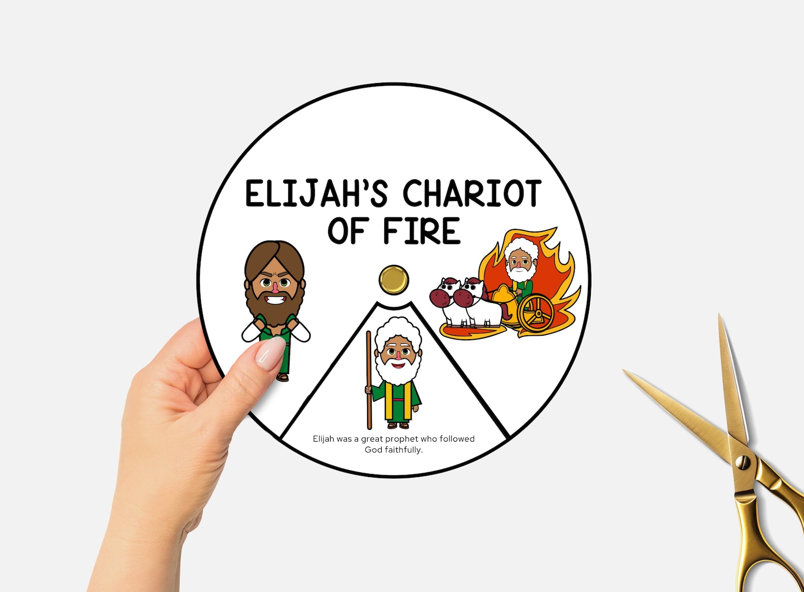 Elijah's Chariot of Fire, Printable Bible Story Coloring Wheel, Sunday ...