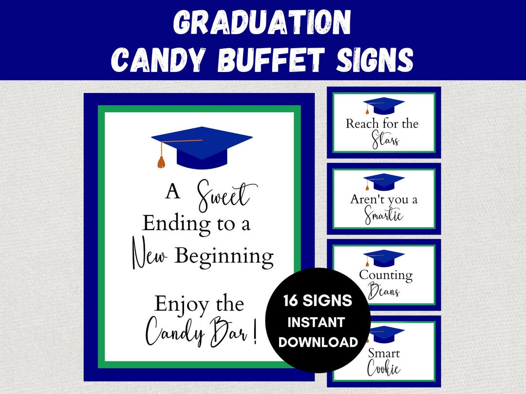 Graduation Candy Bar, Grad Party Favors, Candy Buffet Labels and Sign ...