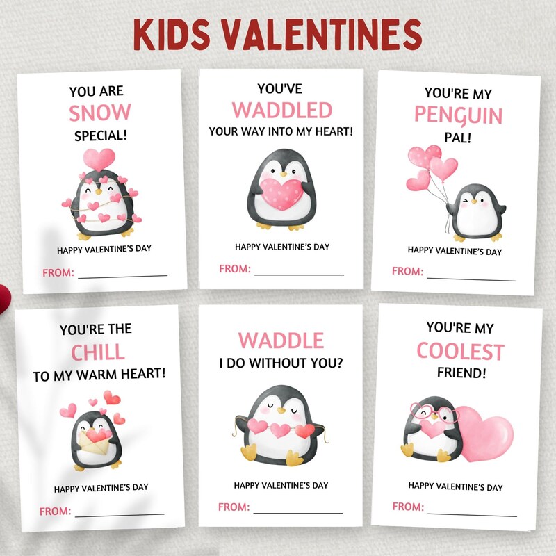 Penguin Valentine Cards - Etsy