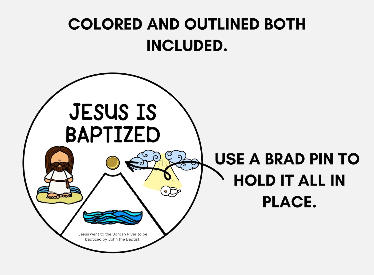 Baptism of Jesus, Printable Bible Coloring Wheel, Life of Jesus Sunday ...