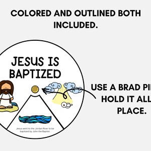 Baptism of Jesus, Printable Bible Coloring Wheel, Life of Jesus Sunday ...