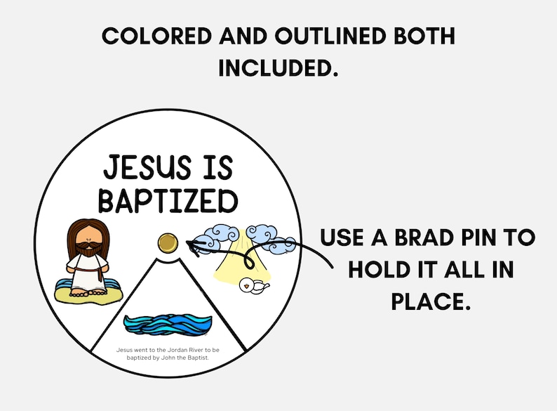 Baptism of Jesus, Printable Bible Coloring Wheel, Life of Jesus Sunday ...