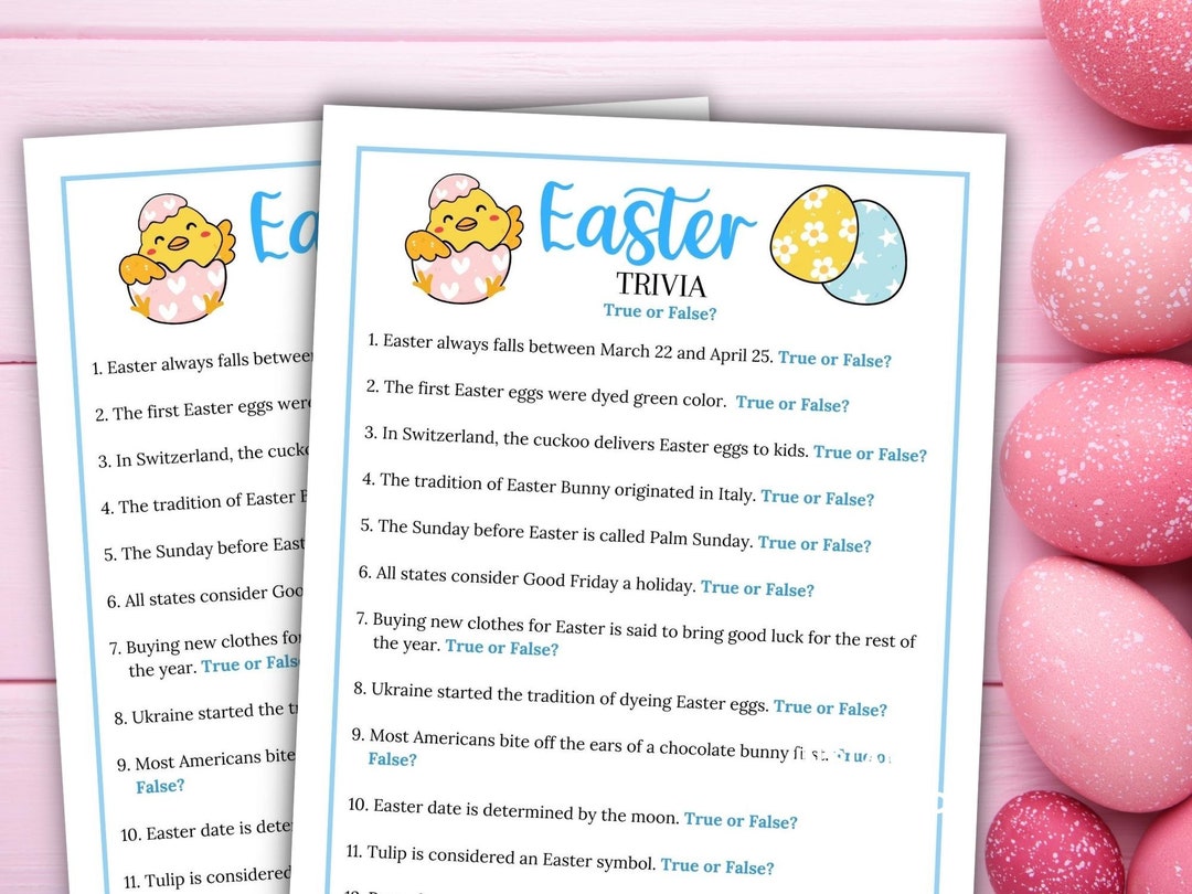Easter Trivia Game, Printable Easter Party Game for Kids and Adults ...