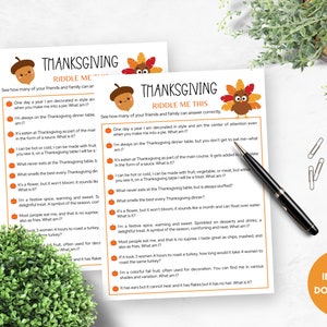 Thanksgiving Riddle Me This, Printable Thanksgiving Trivia Game, Family ...