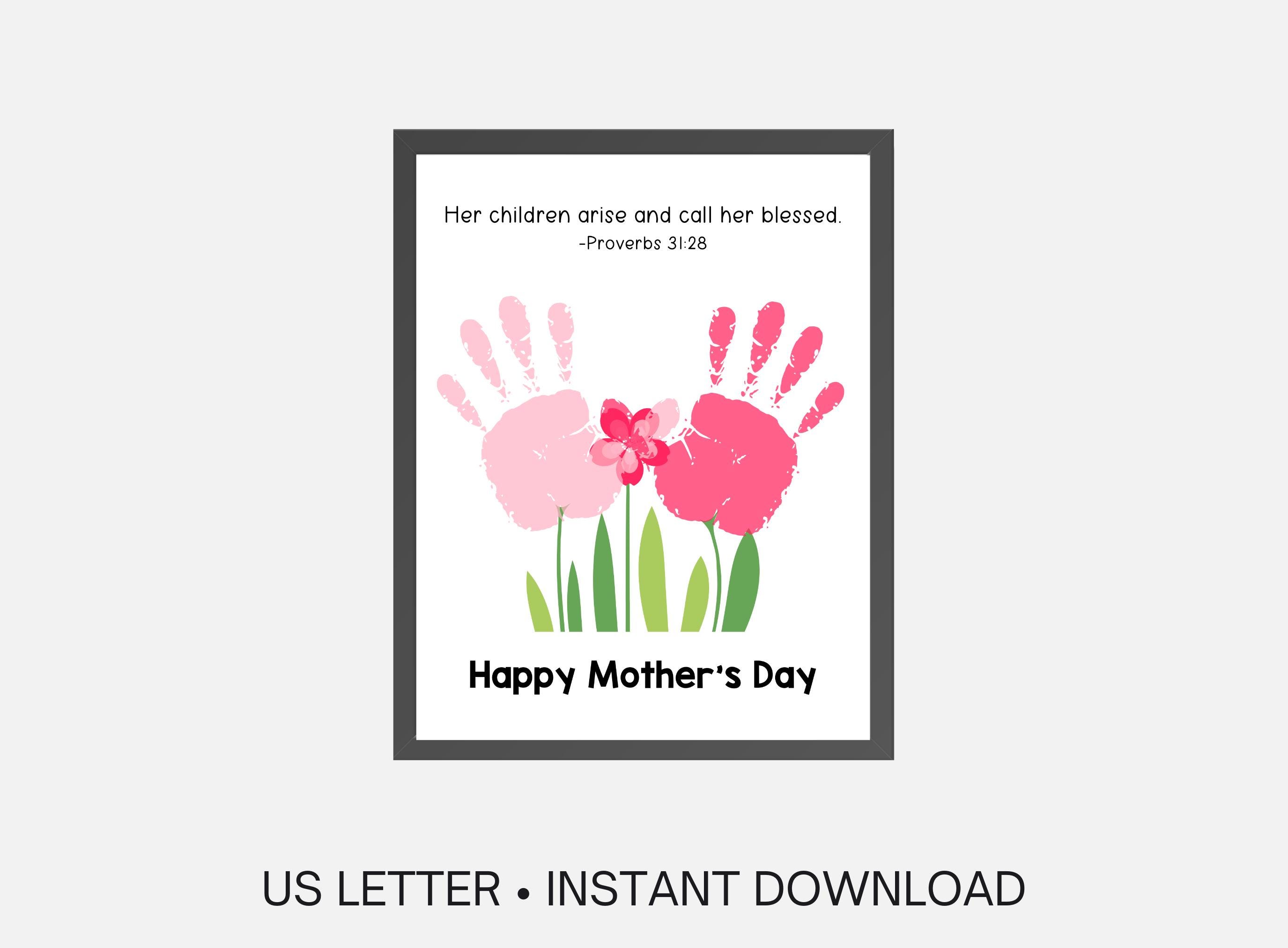 Mothers Day Handprint Craft, Christian Bible Verse Printable Handprint ...