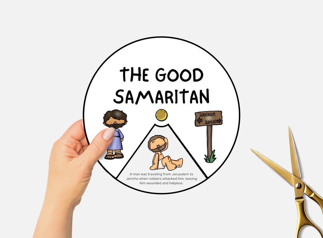 The Good Samaritan, Printable Bible Coloring Wheel, Sunday School Craft ...