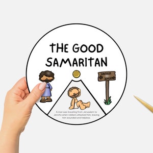 The Good Samaritan, Printable Bible Coloring Wheel, Sunday School Craft ...