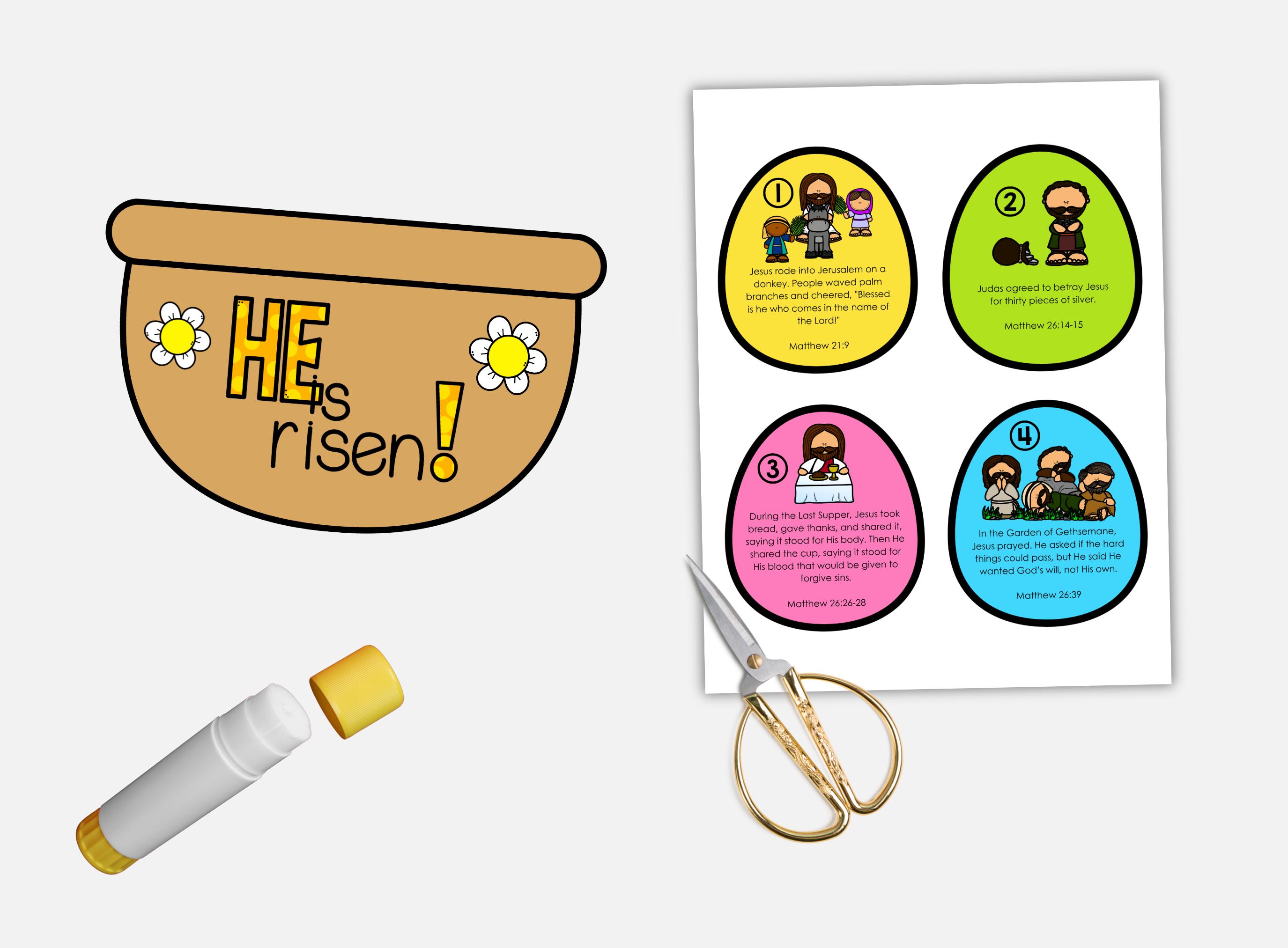 Christian Easter Bible Craft, Printable Resurrection Eggs, Sunday ...