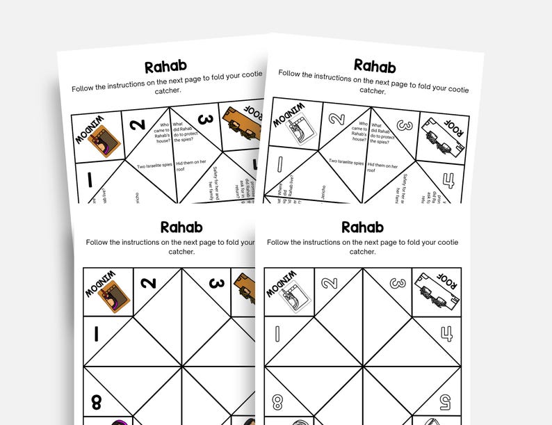 Rahab and the Spies, Printable Bible Story Cootie Catcher, Sunday ...
