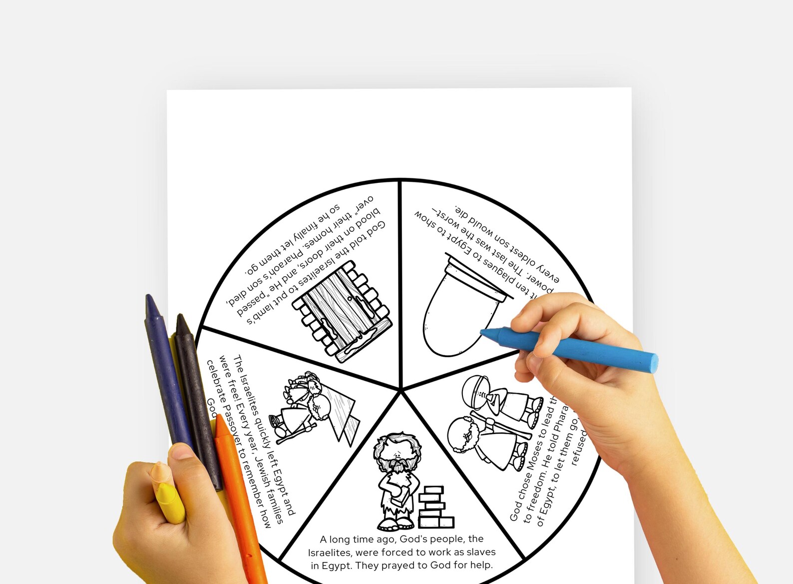Passover Story, Printable Bible Coloring Wheel, Jewish Holiday Craft ...