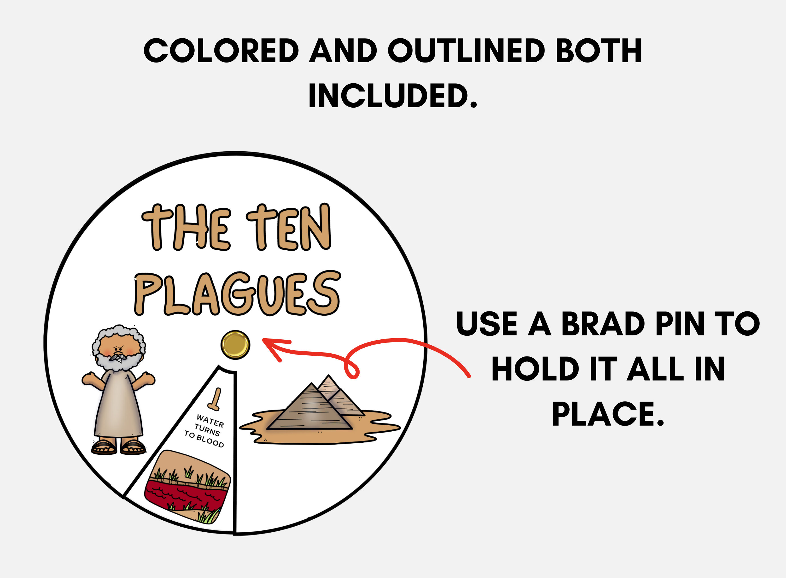 The Ten Plagues, Printable Bible Coloring Wheel, Sunday School Craft ...