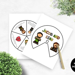 Jacob and Esau, Printable Bible Coloring Wheel, Sunday School Craft ...
