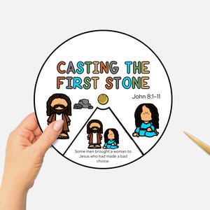 Casting the First Stone, Printable Bible Lesson Coloring Wheel, Sunday ...