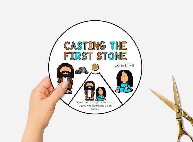 Casting the First Stone, Printable Bible Lesson Coloring Wheel, Sunday ...
