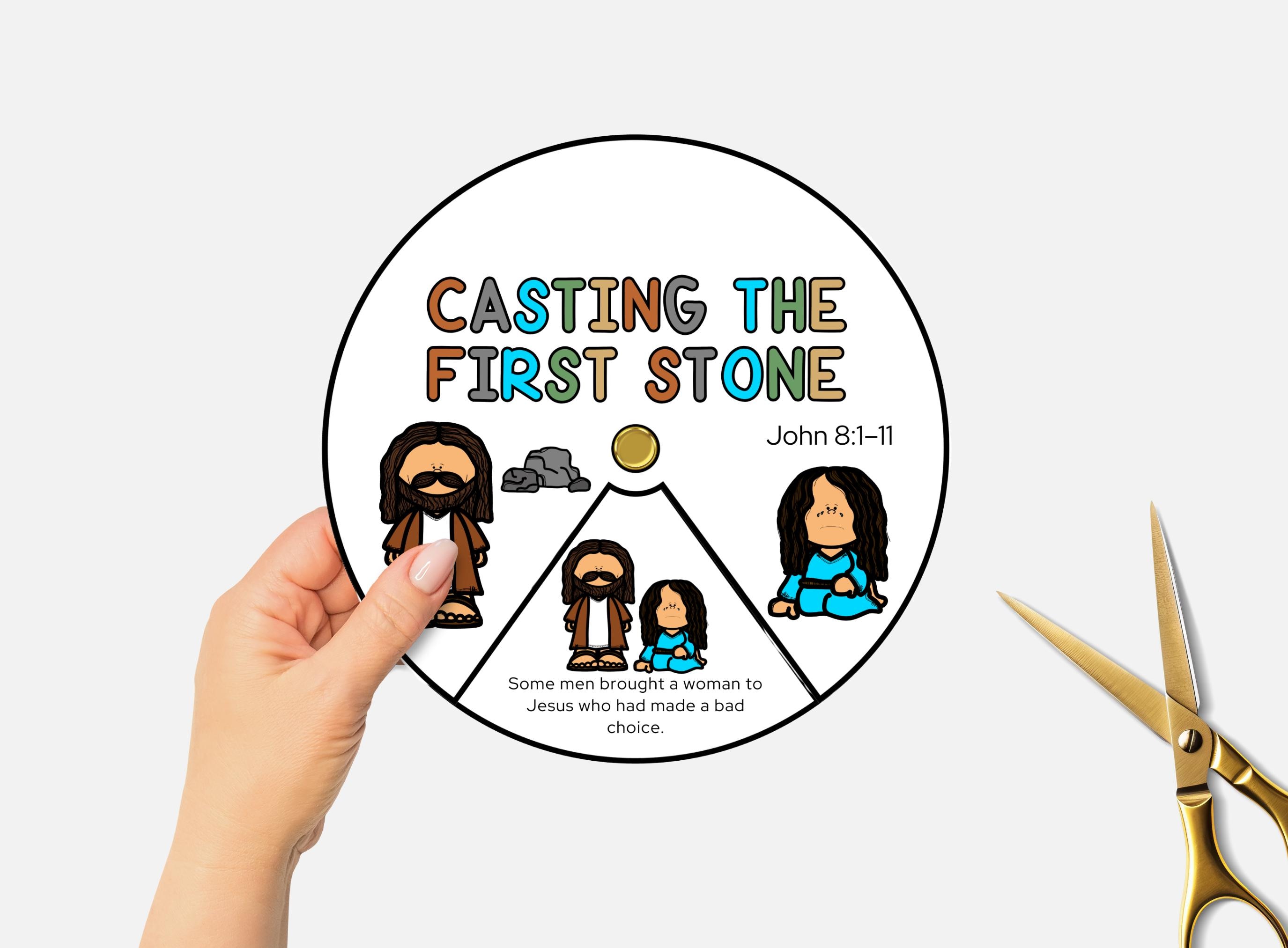 Casting the First Stone, Printable Bible Lesson Coloring Wheel, Sunday ...