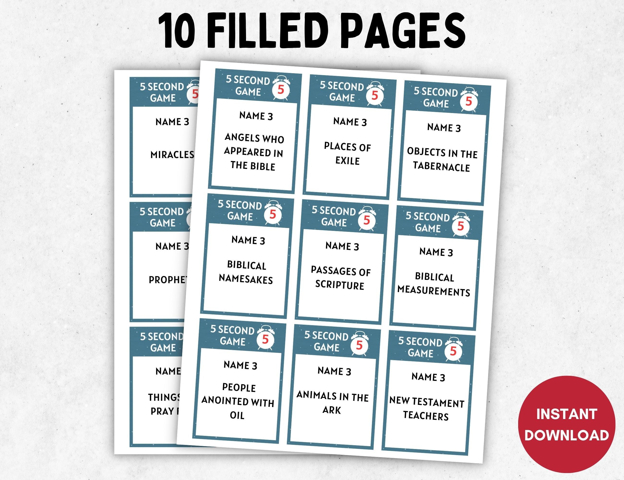 Bible 5 Second Game, Bible Trivia, Christian Games, Bible Party Games ...