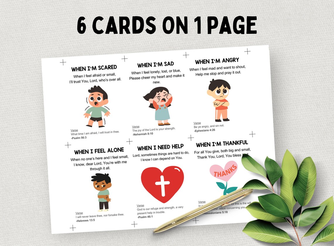 Prayer Cards for Kids, Teach Children How to Pray, Christian Bible KJV ...