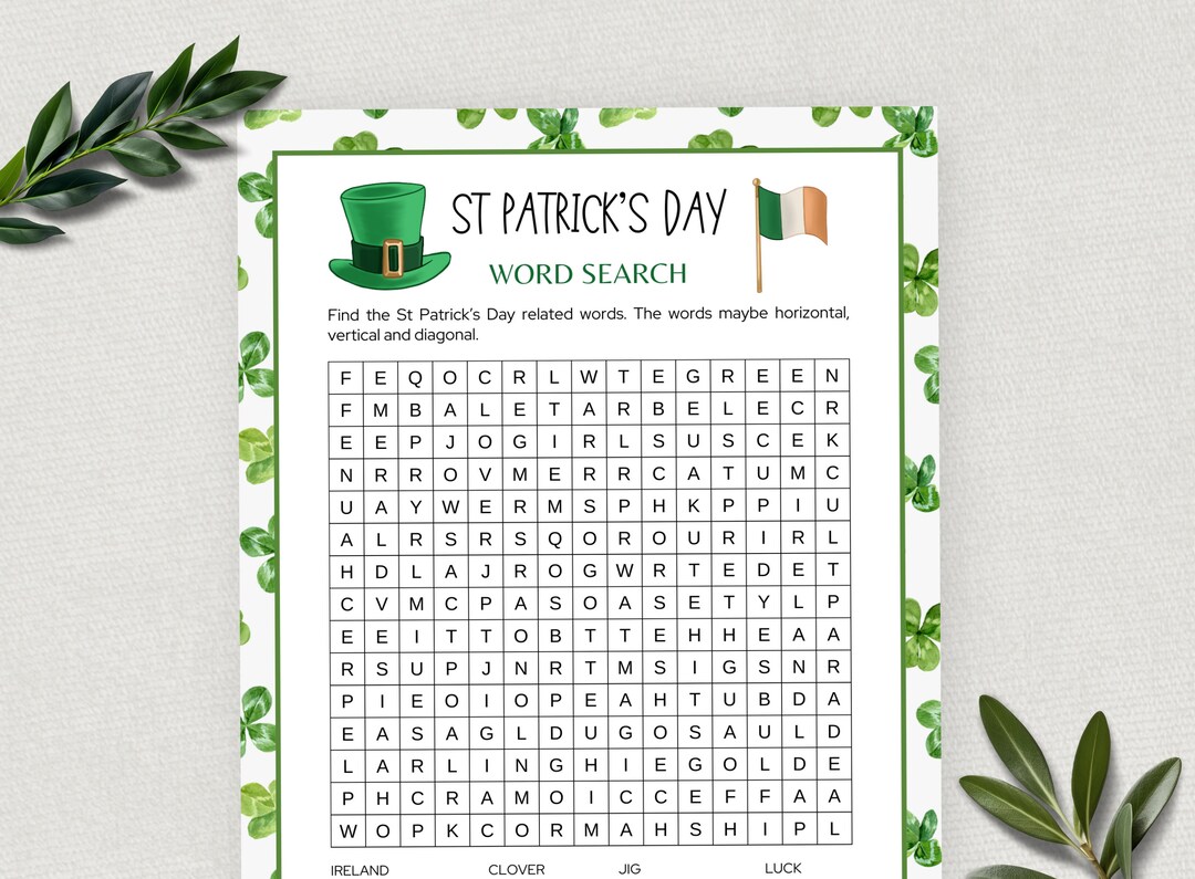 St Patricks Day Word Search, Fun St Paddys Activity for Kids and Adults ...