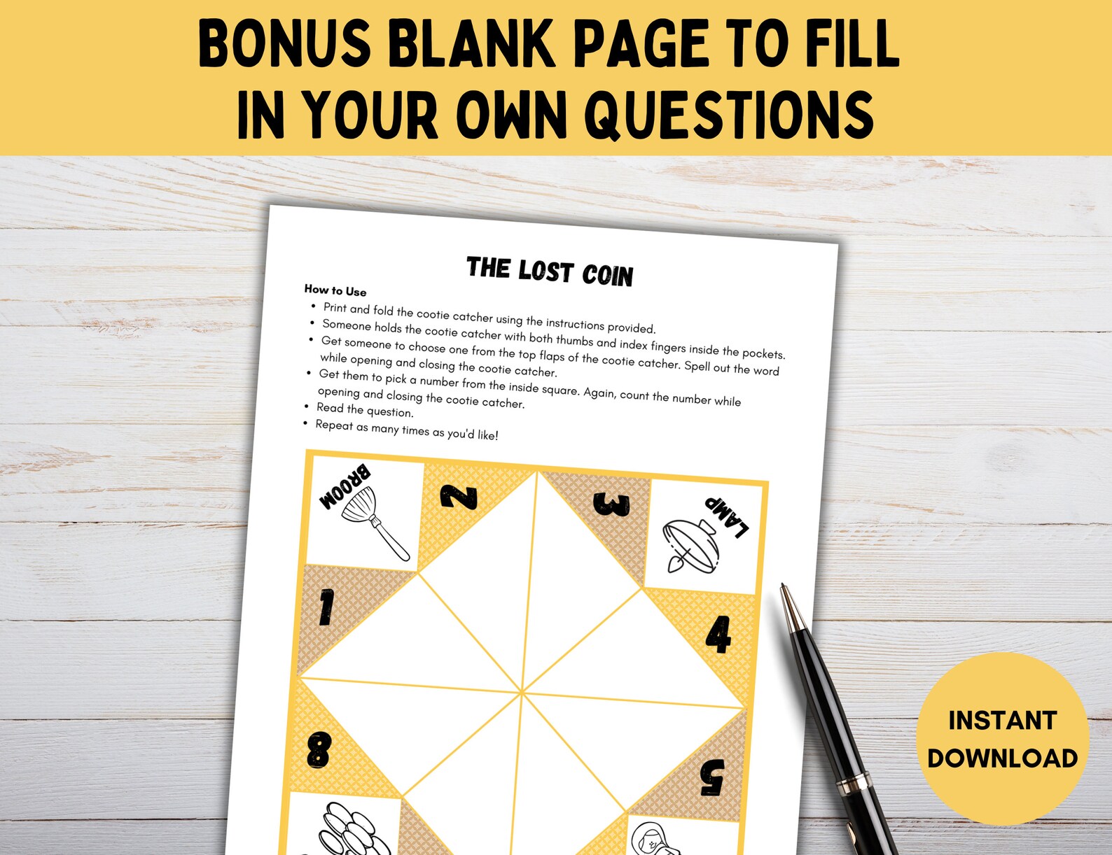 Parable of the Lost Coin, Printable Cootie Catcher, Sunday School Craft ...