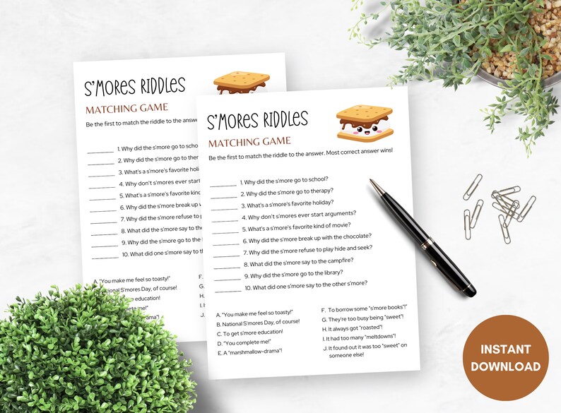 S'mores Riddles Game, S'more Dad Jokes, Camping Birthday, Icebreaker ...