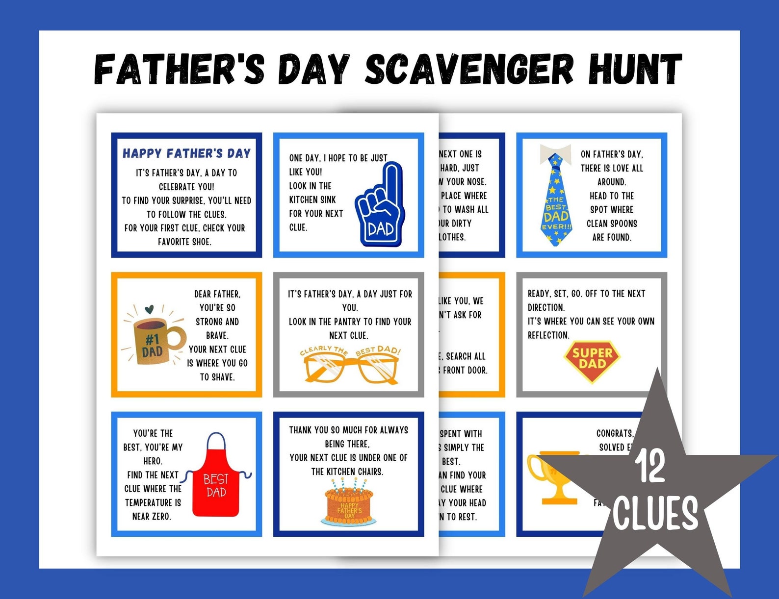 Fathers Day Scavenger Hunt, Fathers Day Treasure Hunt, Scavenger Hunt ...
