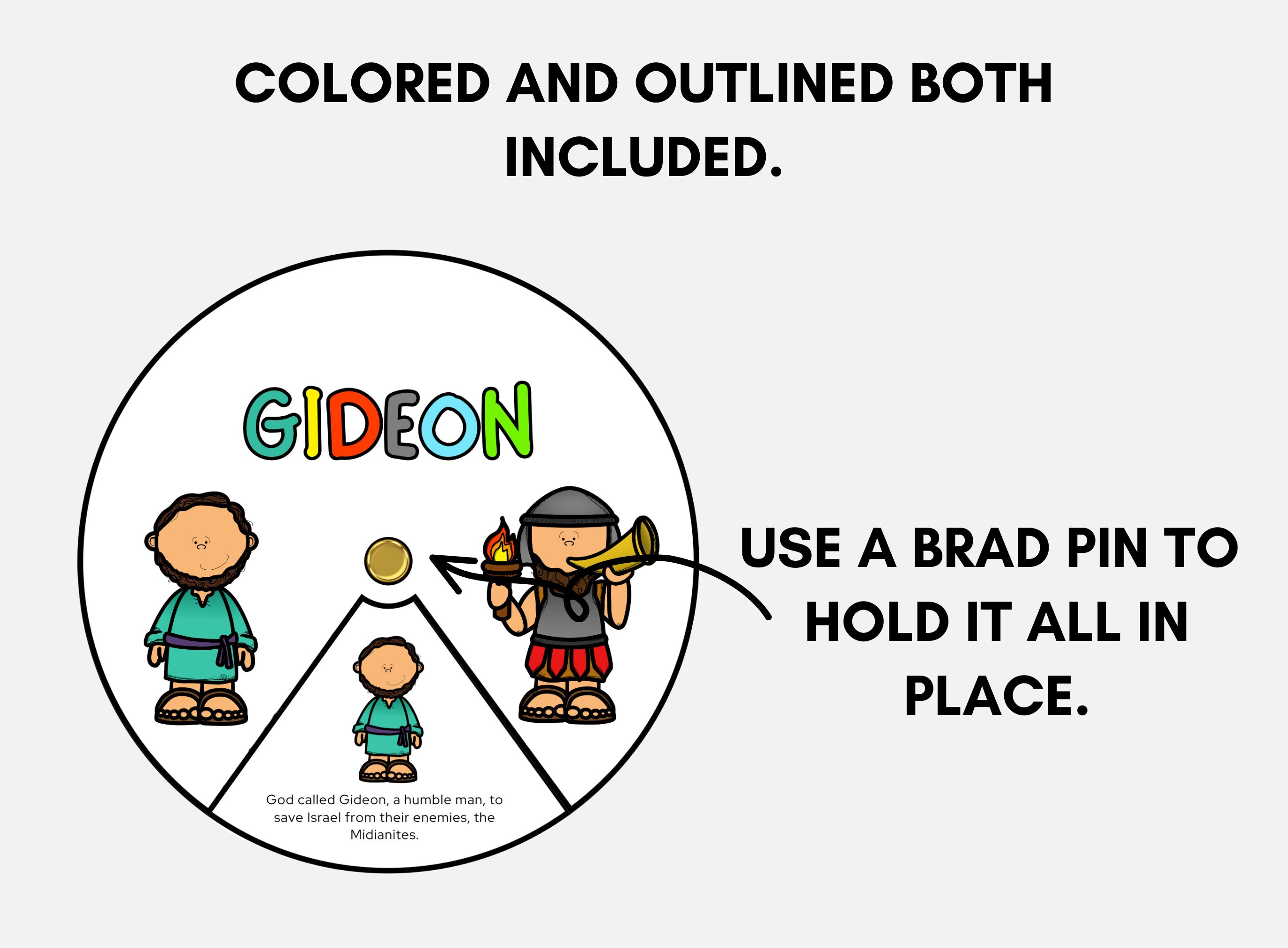 The Story of Gideon, Printable Bible Lesson Coloring Wheel, Sunday ...