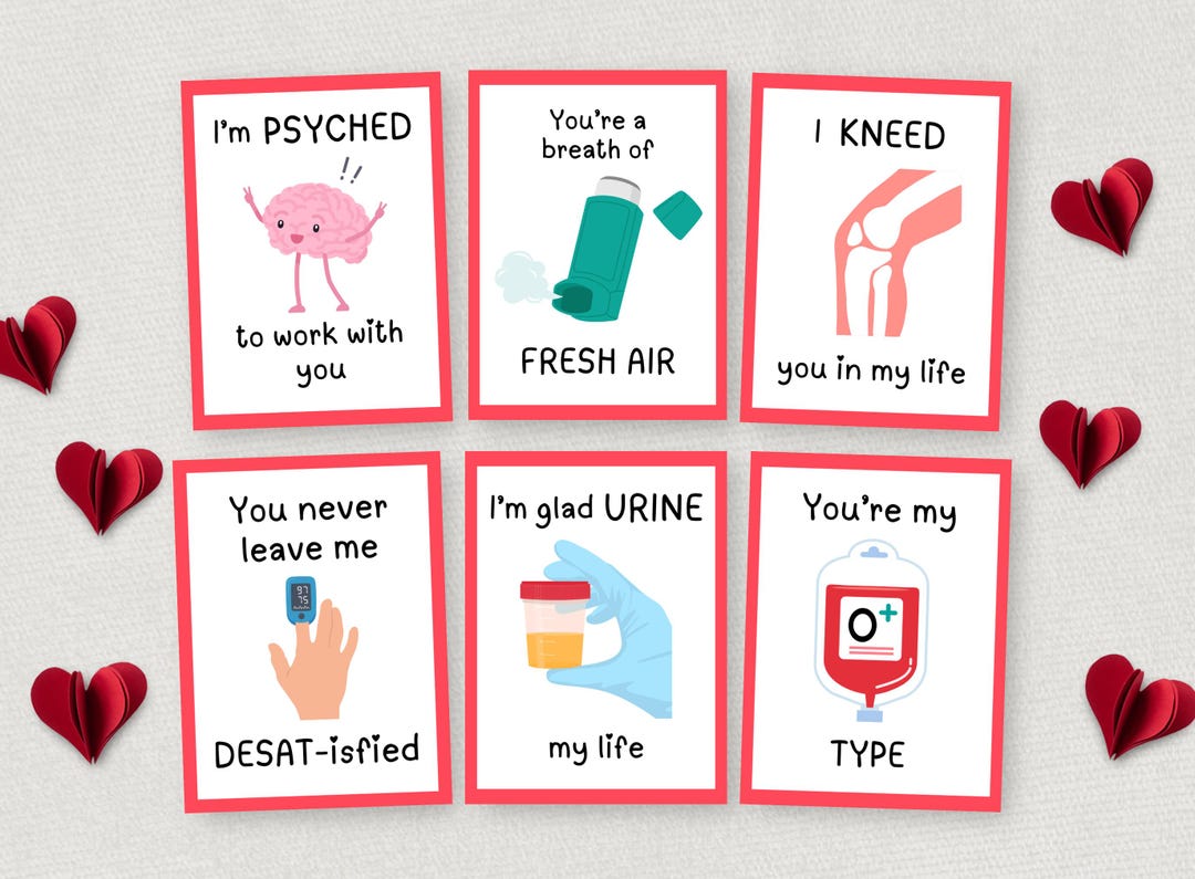 Nurse Valentines, Printable Doctor Valentine Gift Tags, Funny Medical ...