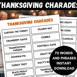 Thanksgiving Charades Game, Friendsgiving Pictionary, Turkey Day ...