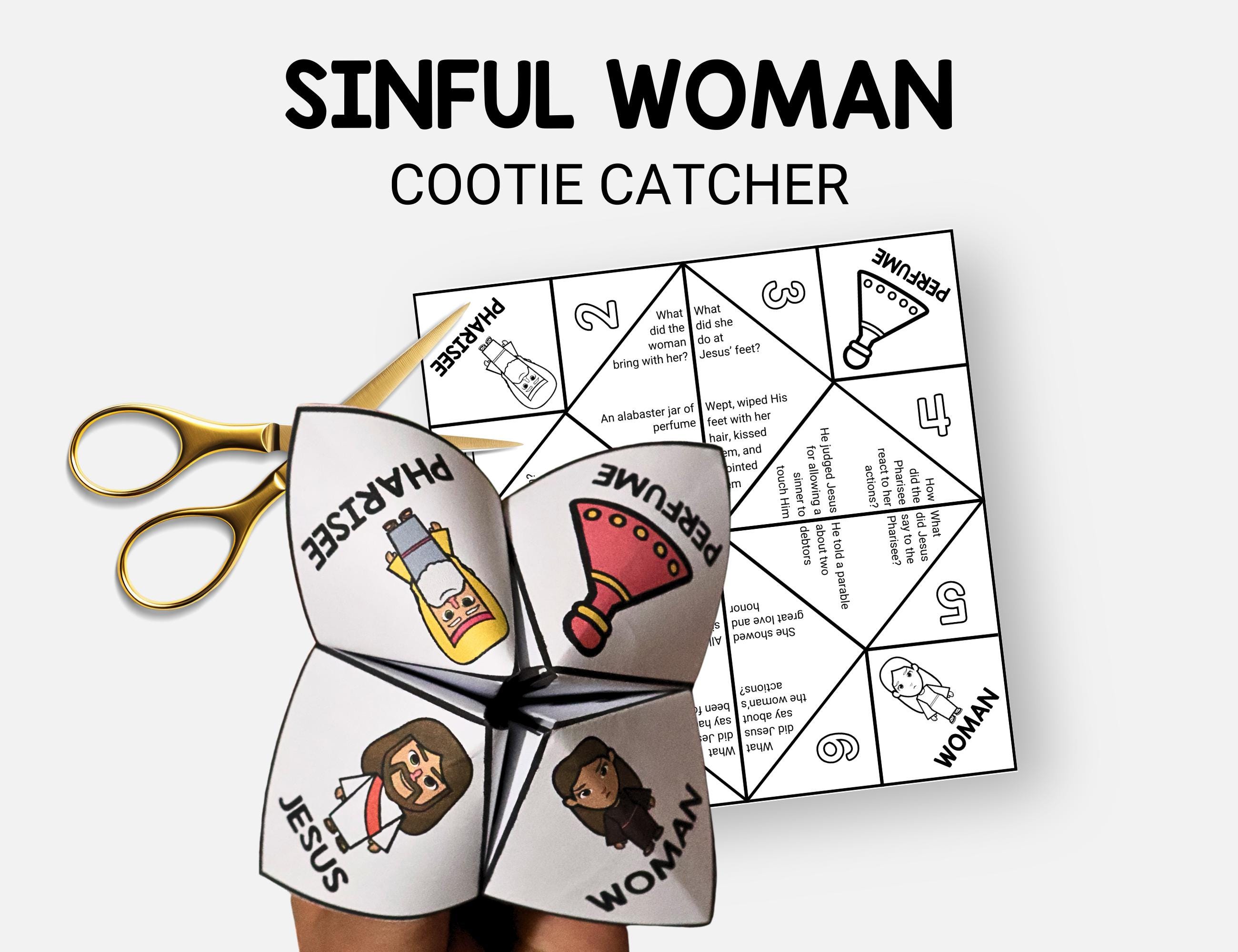 Jesus and the Sinful Woman, Printable Cootie Catcher, Sunday School ...