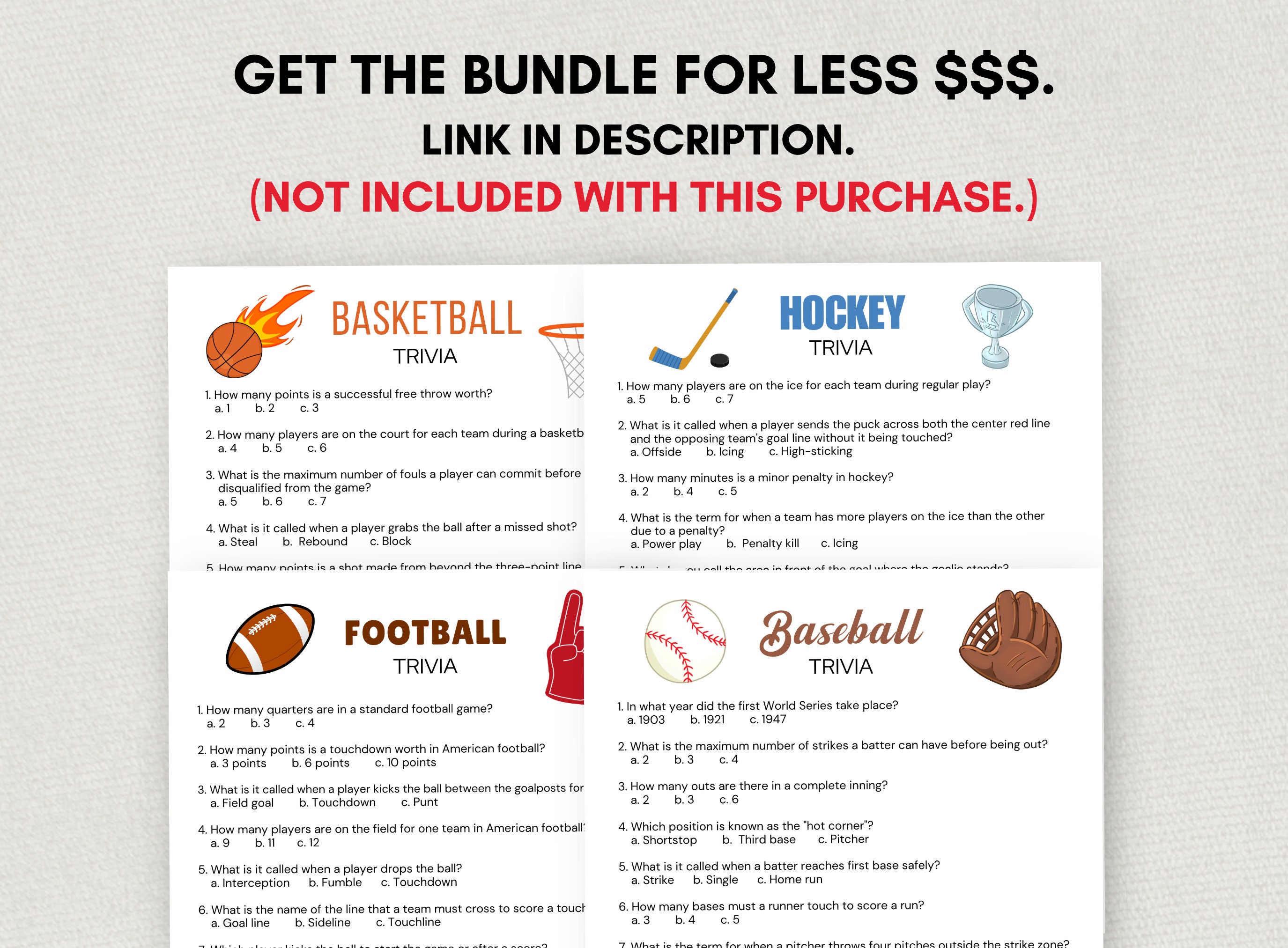 Basketball Trivia, Fun Printable Basketball Party Game, Sports Theme ...