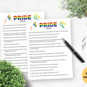 Printable Pride Trivia, Pride Month Party Games, LGBTQ+ Trivia ...