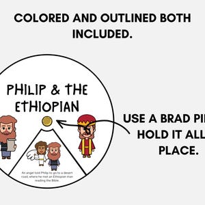Philip and the Ethiopian, Printable Bible Lesson Coloring Wheel, Sunday ...