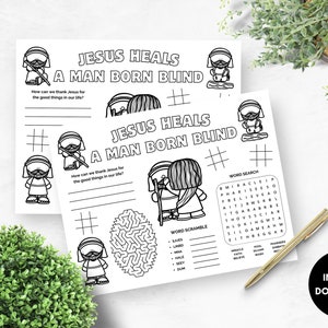 Jesus Heals a Man Born Blind, Miracles of Jesus, Printable Bible ...