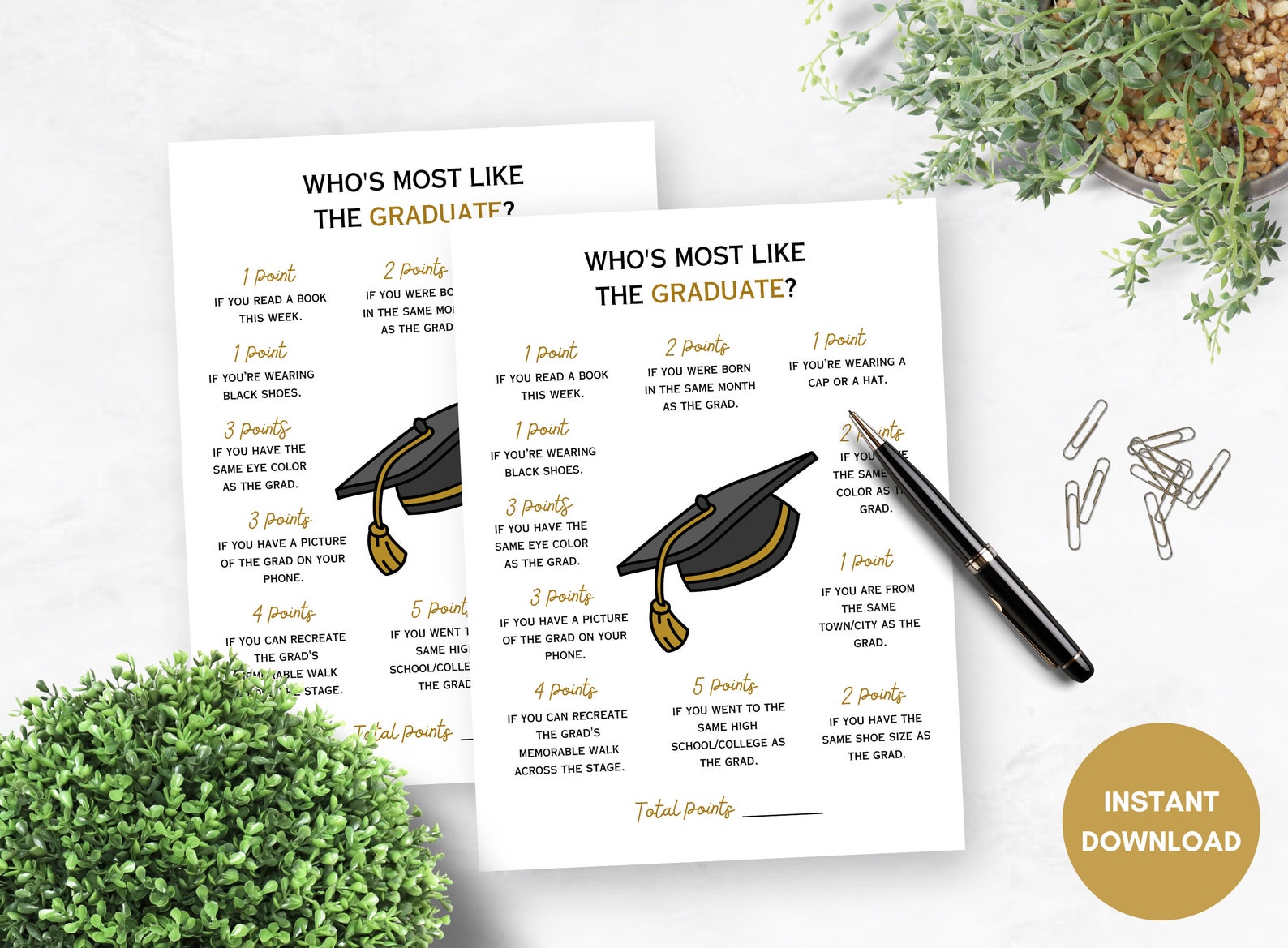 Who's Most Like the Graduate, Printable Graduation Party Game, Fun High ...