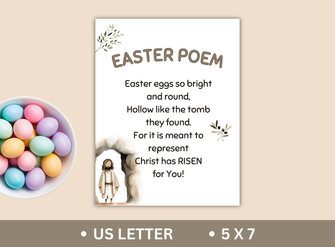 Printable Easter Poem for Kids, Religious Easter Story, Easter Basket ...