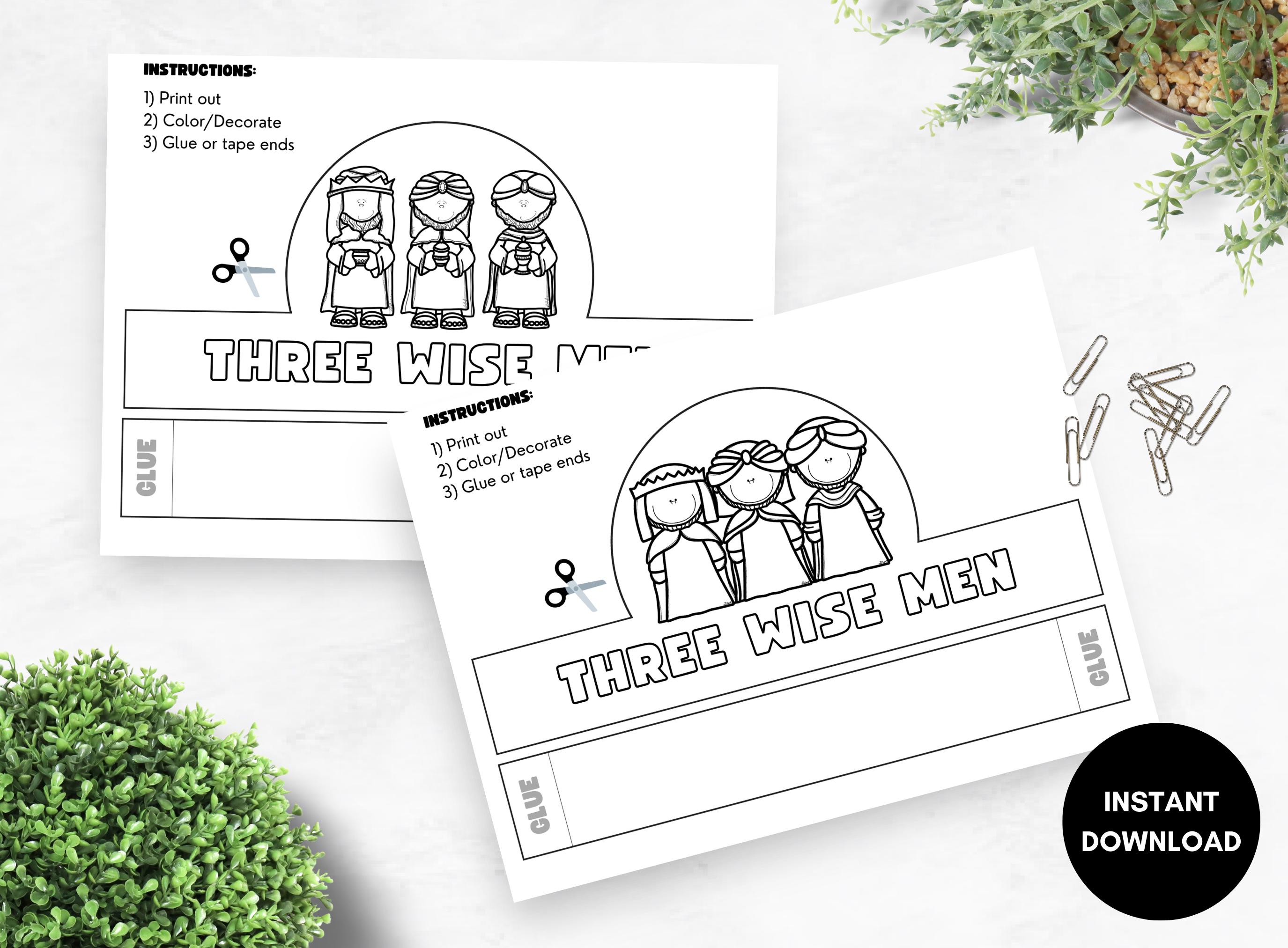Three Wise Men Bible Crown, Printable 3 Kings Nativity Faith Headband ...