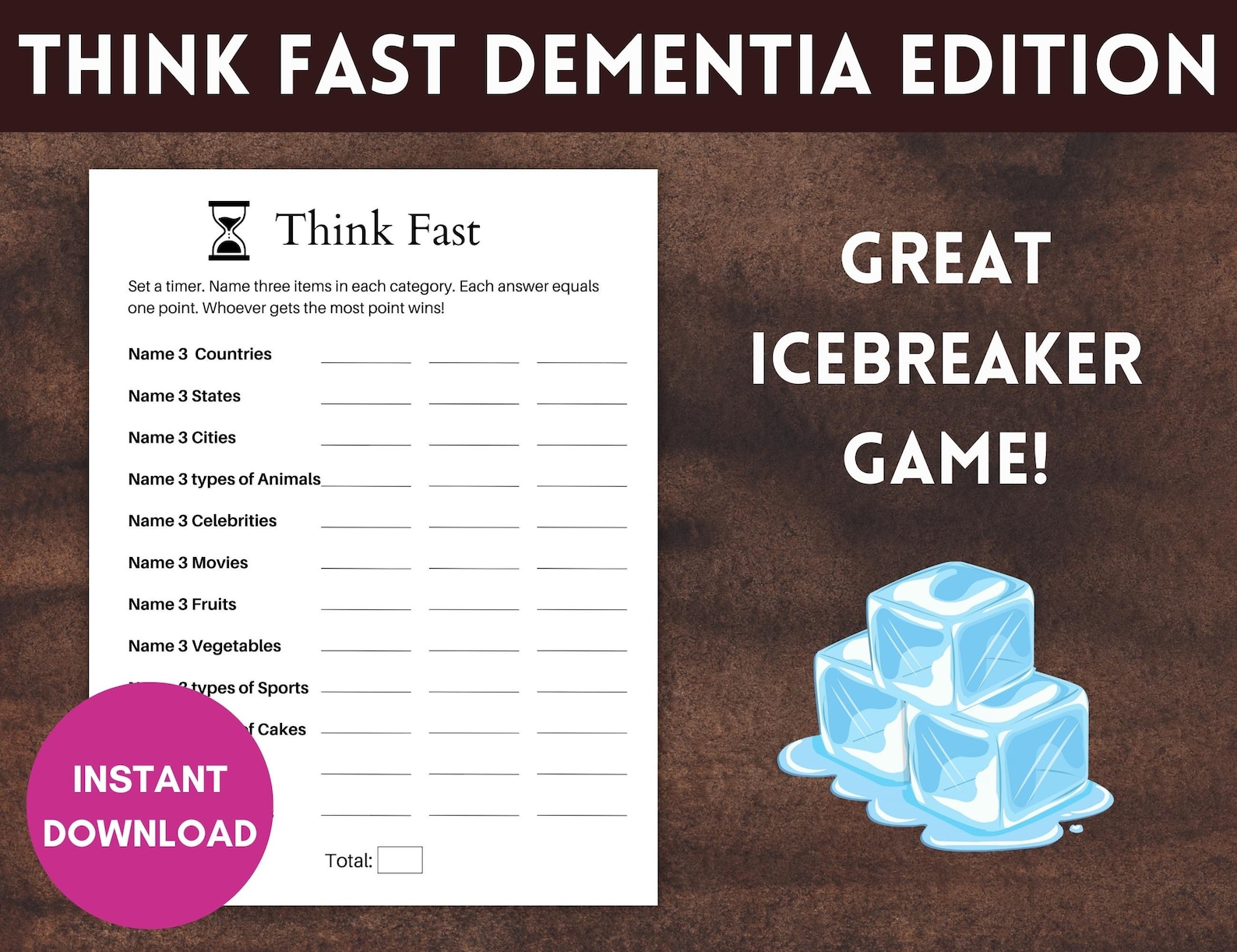 Dementia Think Fast Game, Memory Game, Alzheimers Activities, Dementia ...