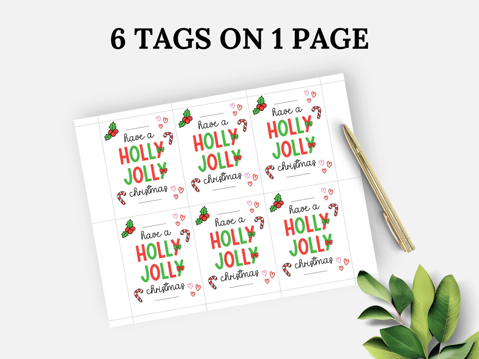 Holly Jolly Candy Cane Holder, Printable Candy Cane Gram, Christmas ...