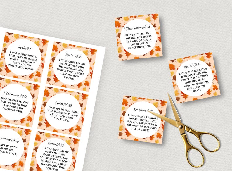 Thanksgiving Scripture Cards, Gratitude Bible Tracts to Pass Out ...