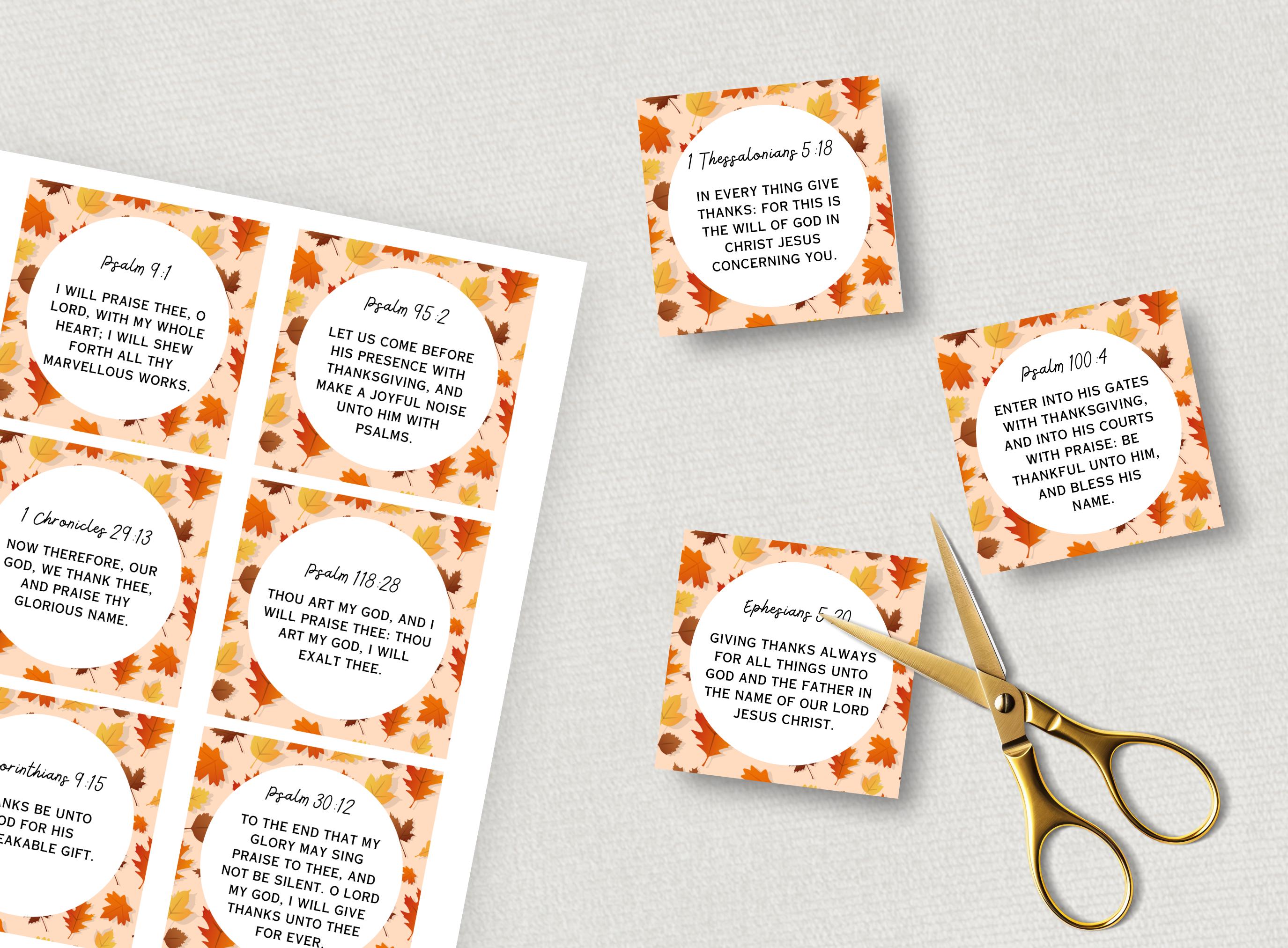Thanksgiving Scripture Cards, Gratitude Bible Tracts to Pass Out ...