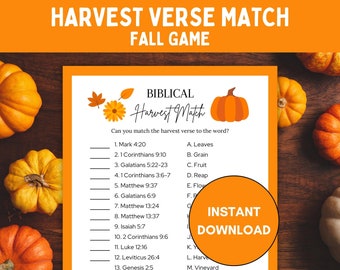 Harvest Bible Verse Match Game|harvest Fall Party Games for Kids ...