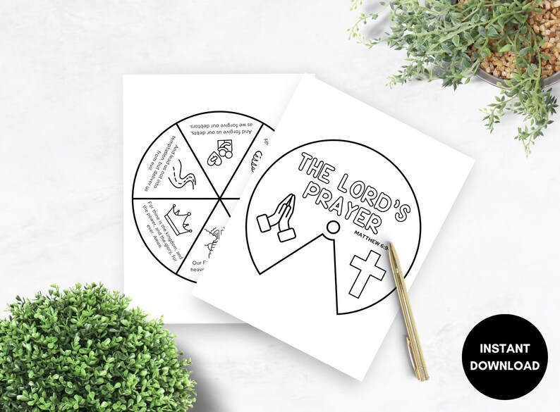 The Lord’s Prayer KJV, Printable Bible Coloring Wheel, Sunday School ...