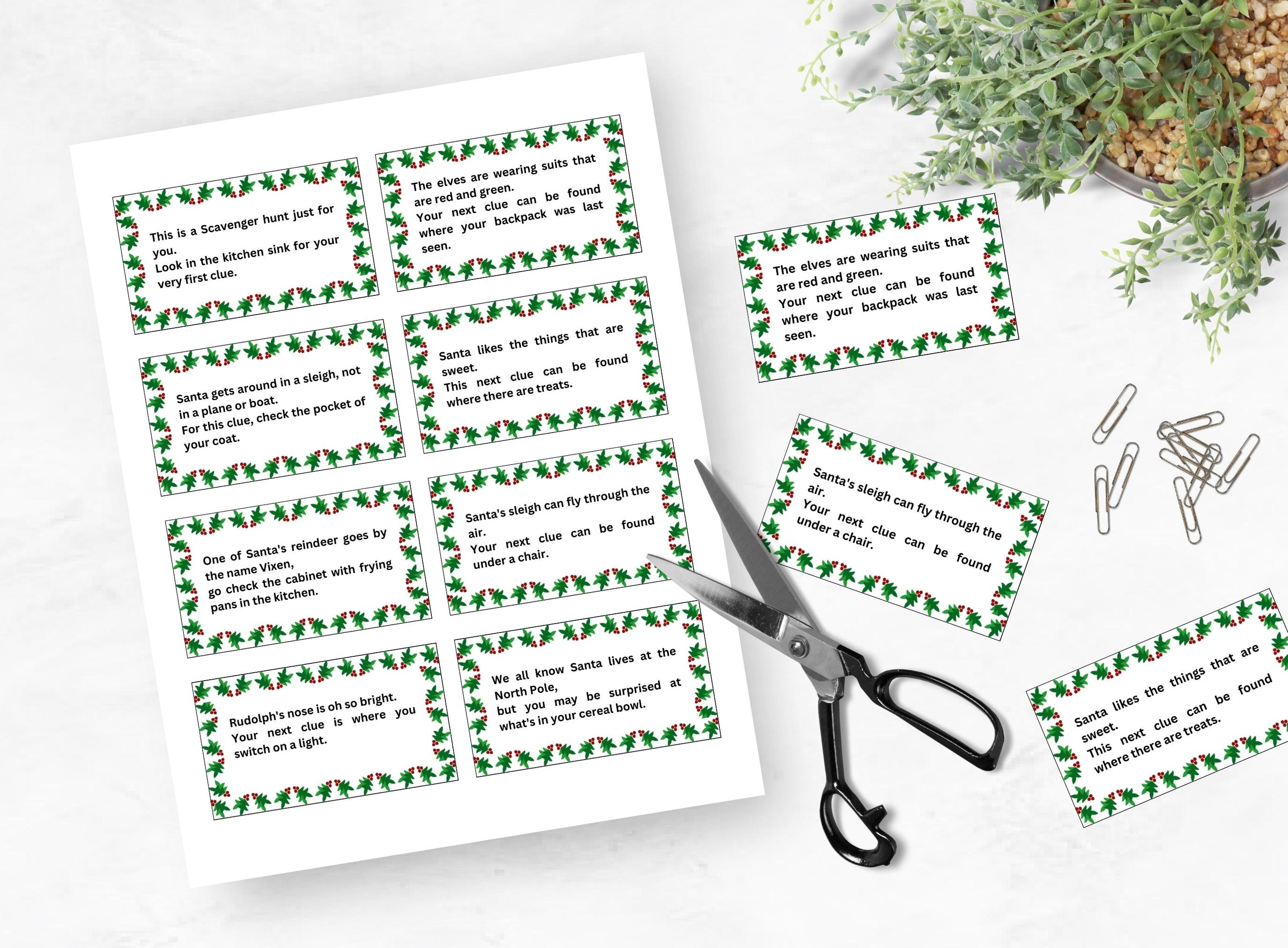 Indoor and Outdoor Christmas Scavenger Hunt Game, Printable Treasure ...