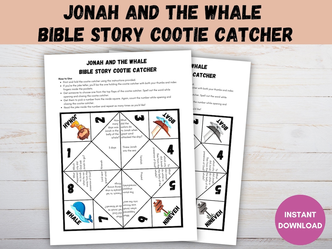 Jonah and the Whale, Sunday School Craft, Printable Bible Craft, Cootie ...