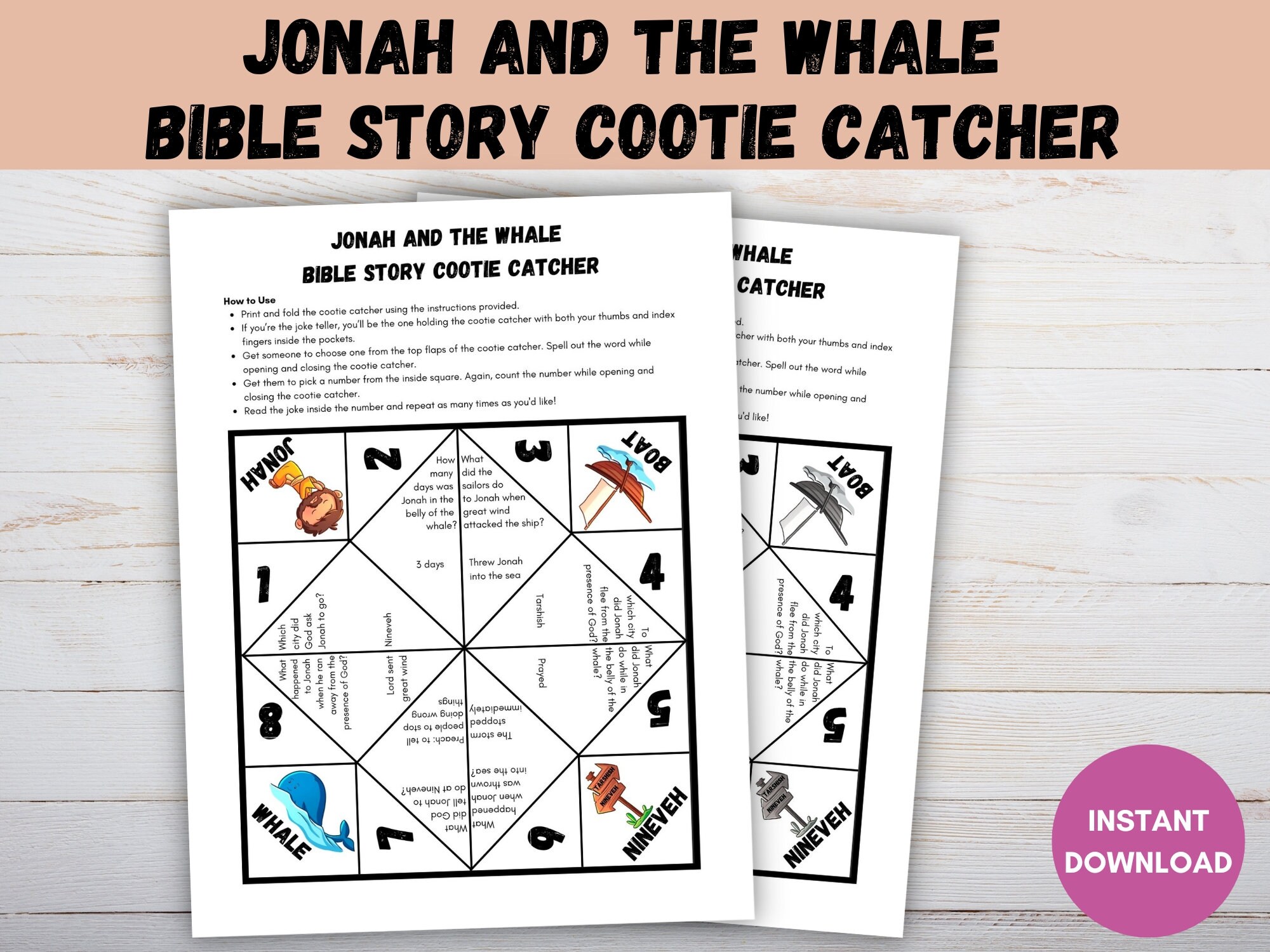 Jonah and the Whale, Sunday School Craft, Printable Bible Craft, Cootie ...