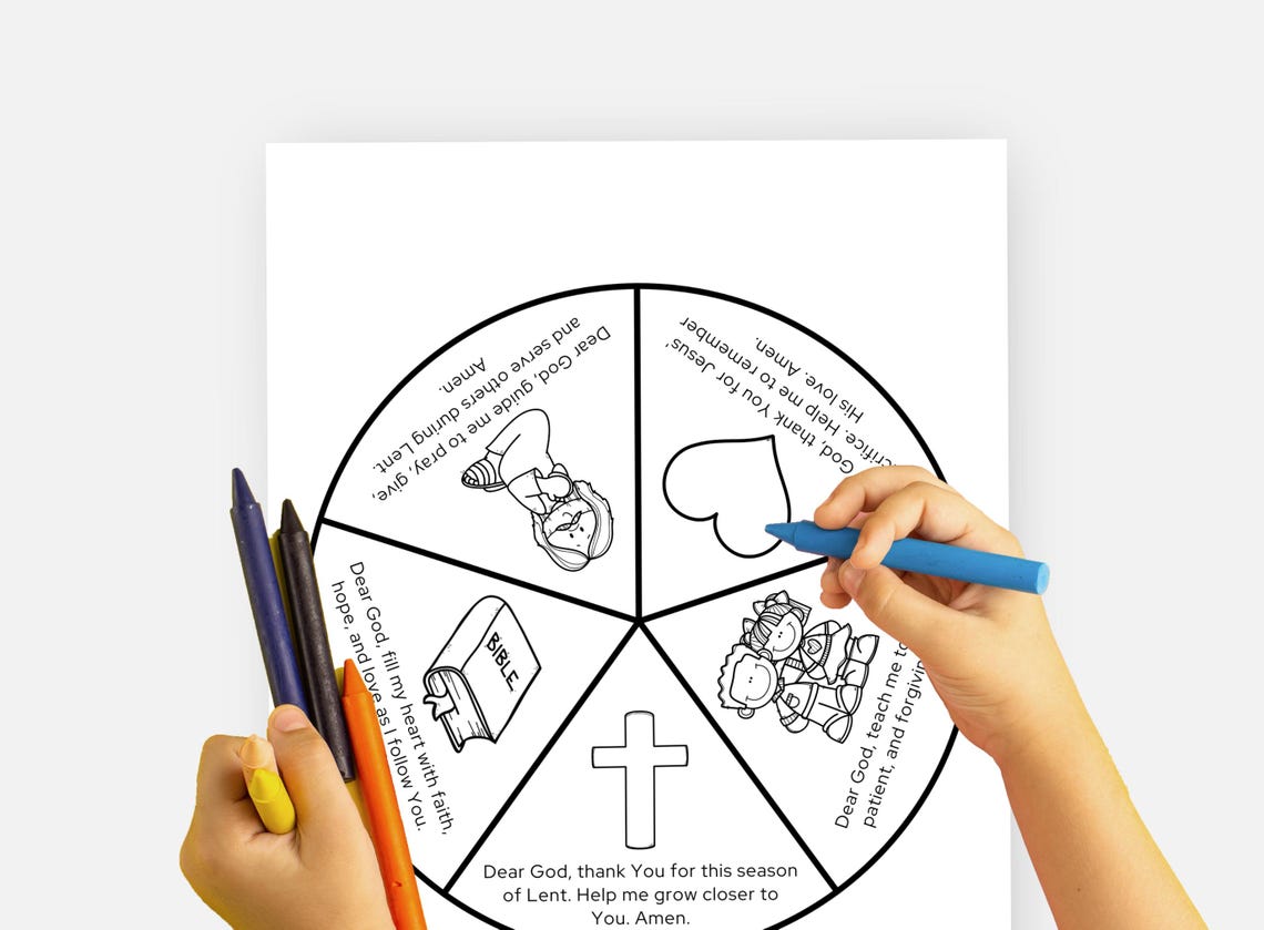 Lent Prayers, Printable Bible Coloring Wheel, Catholic Lent, Ash ...