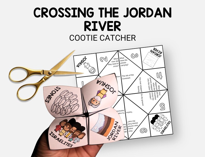 Crossing the Jordan River, Printable Bible Story Cootie Catcher, Easy ...